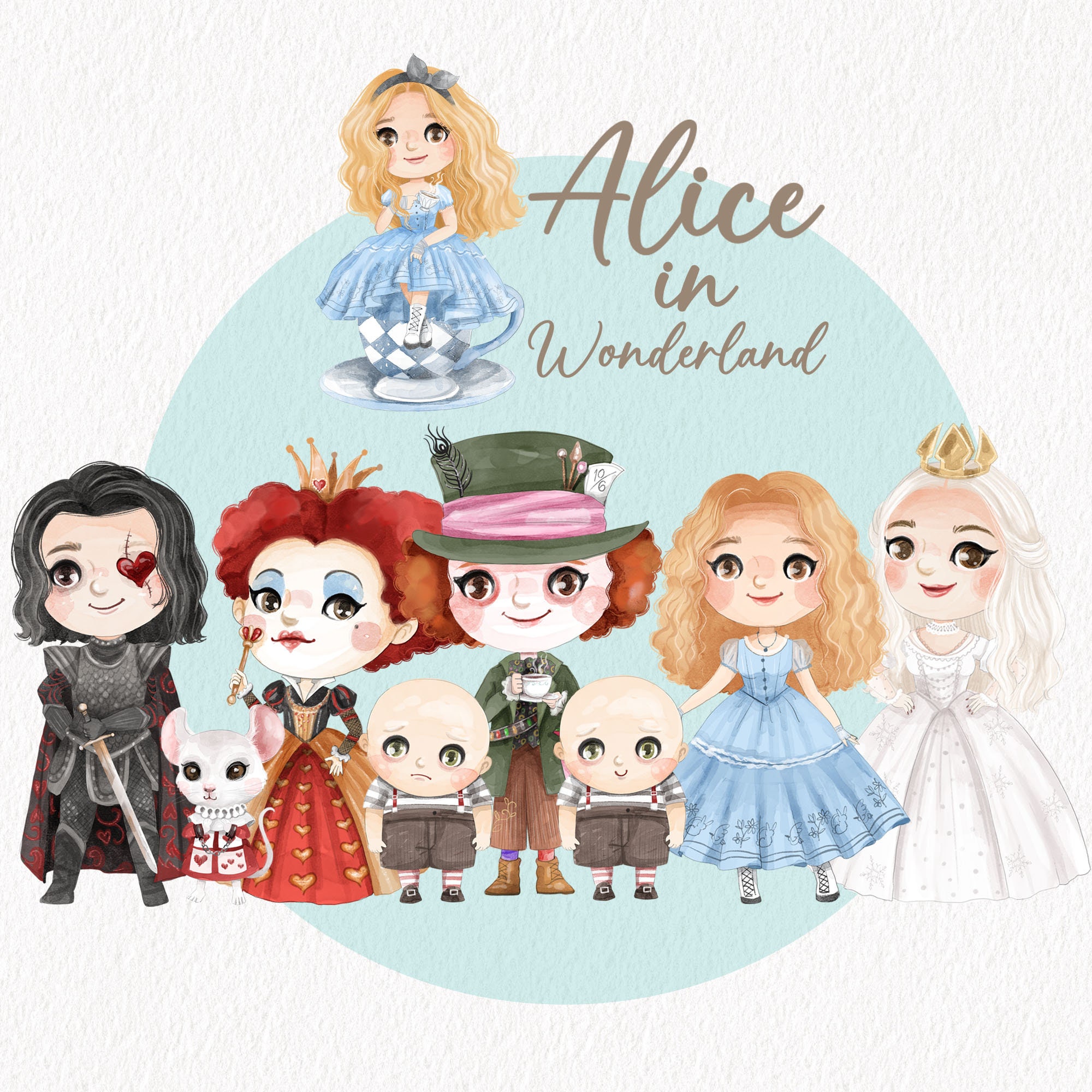 Alice in Wonderland Clipart, Fairy Tale Clipart PNG Files 300 Dpi. - Etsy