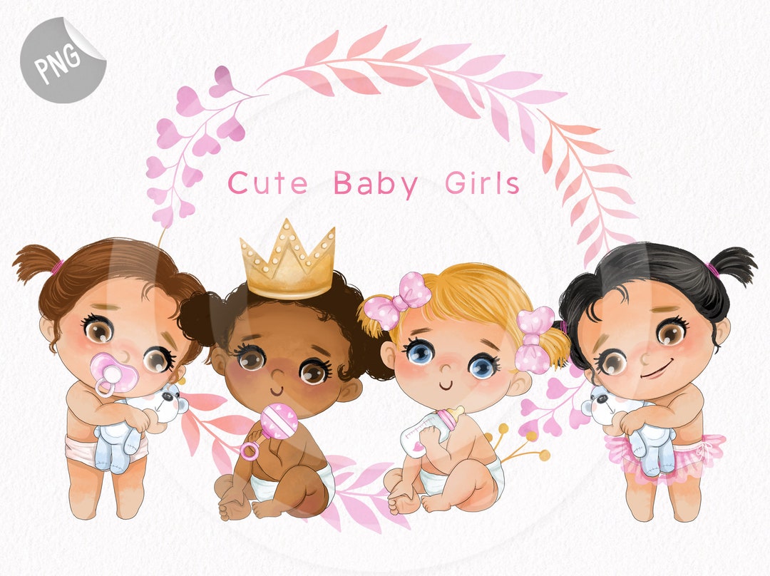 Cute Baby Girl Clipart PNG Files. - Etsy