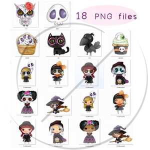 Halloween Cute Girls Clipart PNG Files Instant Download PNG File - 300 ...