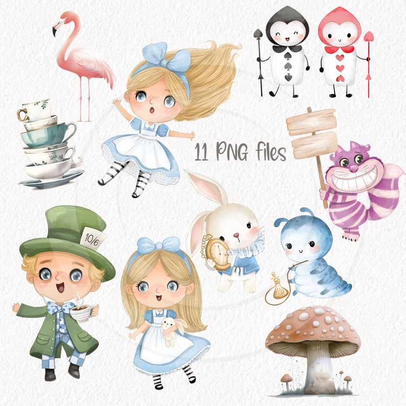 Little Alice Clipart, Fairy Tale Clipart PNG Files 300 Dpi. - Etsy