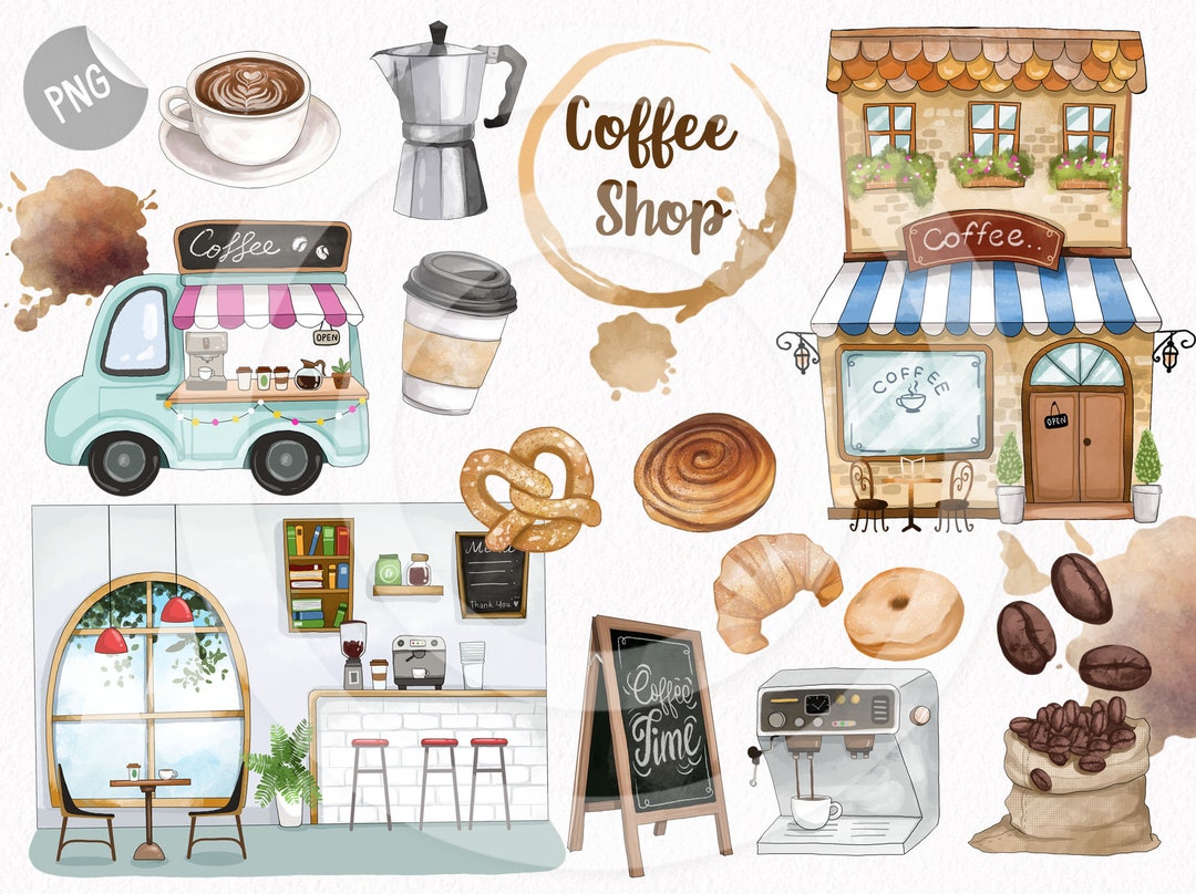 Coffee Shop, Cafe,coffee Clipart PNG File - Etsy