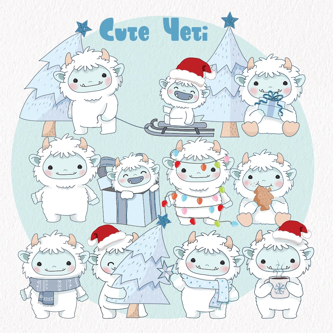 Yetis Christmas Clipart Instant Download PNG File - 300 Dpi - Etsy
