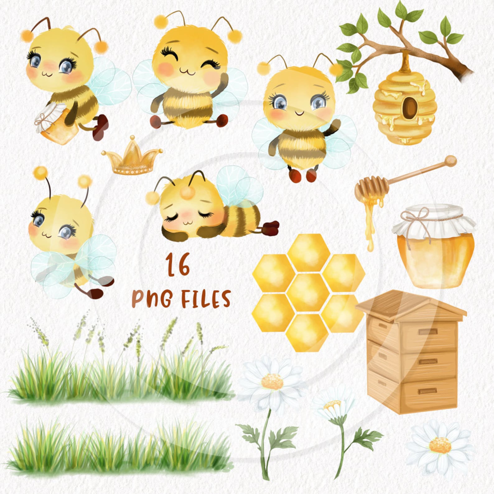 Bee , Honey Bee Clipart PNG Files. - Etsy