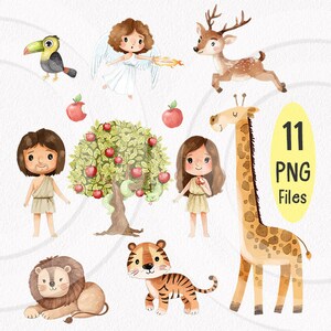 Adam and Eve Clip Art, Religion, Bible Stories Clipart PNG Files - Etsy