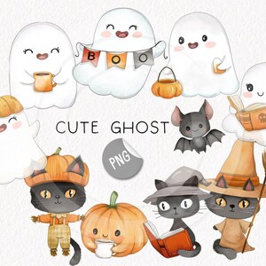 Cute Ghost , Halloween Clipart PNG Files Instant Download PNG File ...