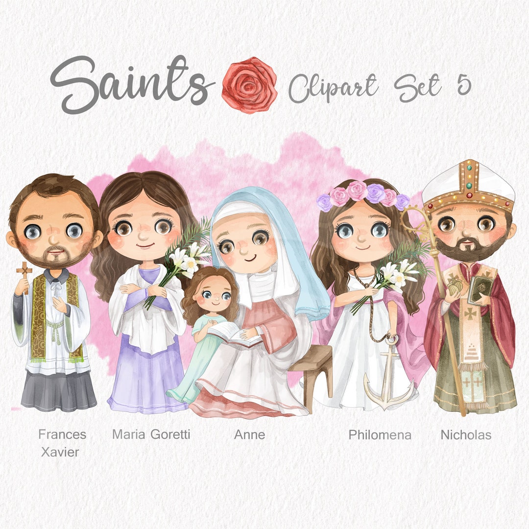Saints Clipart Set 5: Hand Drawn Religion Illustrations (PNG Files) - Etsy