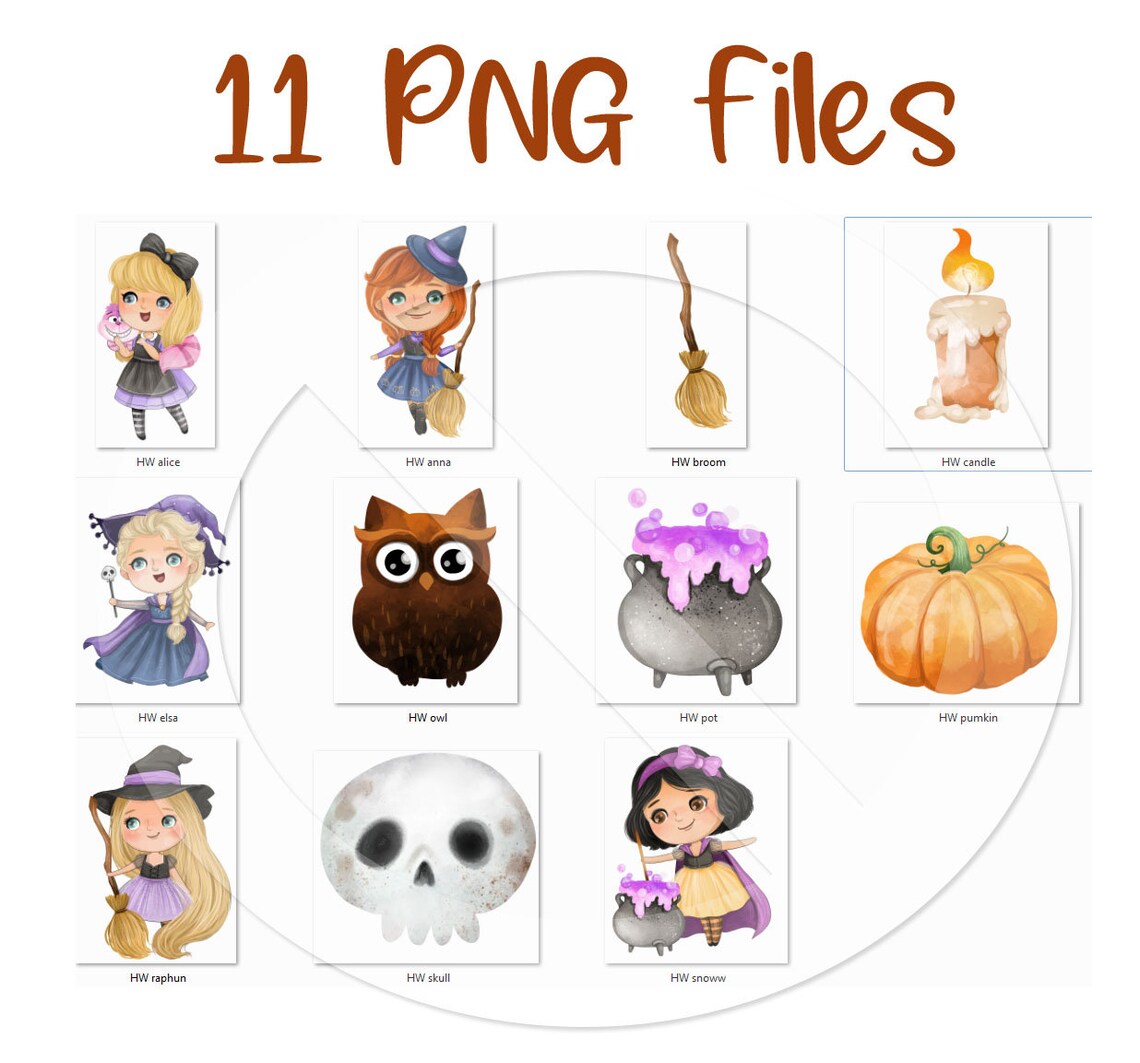 Cute Halloween Girls Clipart Set 1 ,PNG Files Instant Download PNG File ...