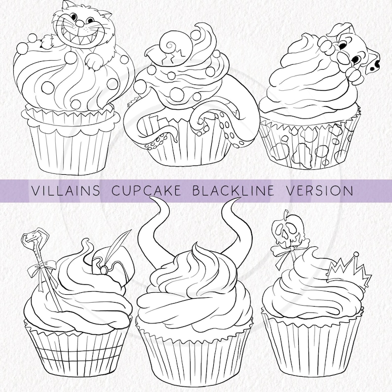 Halloween Cupcake, Villains Cupcake Clipart Set 2, Instant Download PNG ...