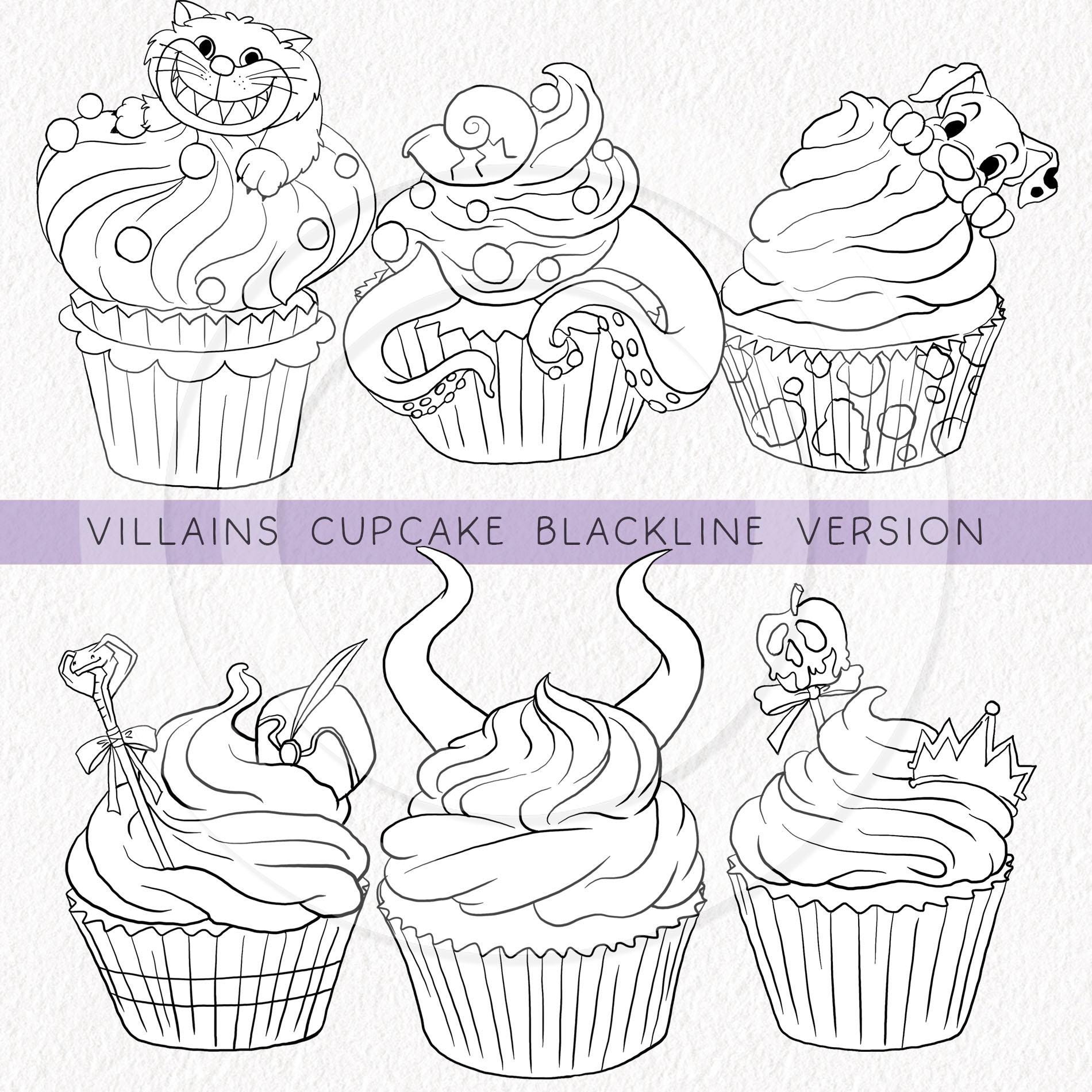 Halloween Cupcake, Villains Cupcake Clipart Set 2, Instant Download PNG ...
