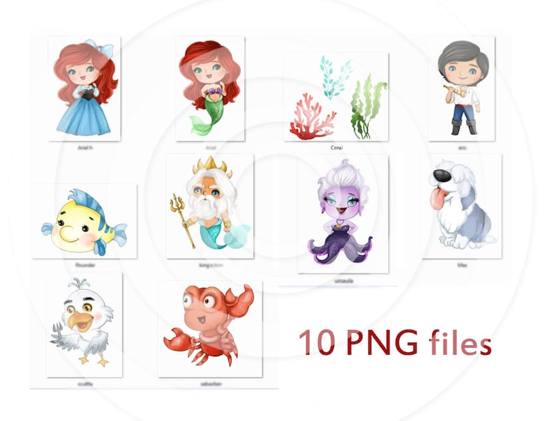 Cute Mermaid Inspiration Clipart Instant Download PNG File 300 Dpi - Etsy