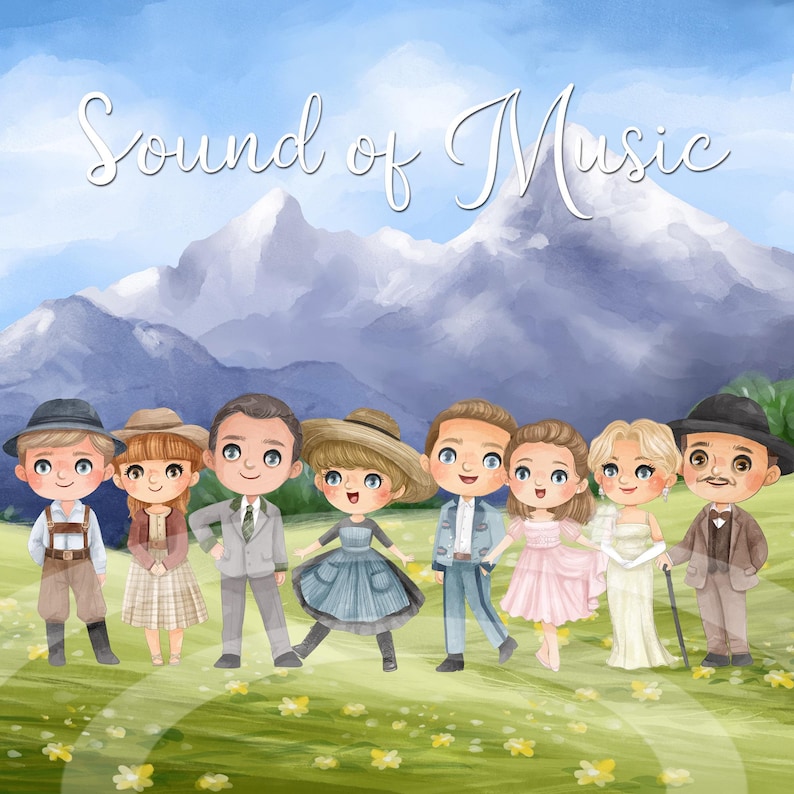 Sound of Music Inspiration Clipart, Hand Draw Clipart, Instant Download ...
