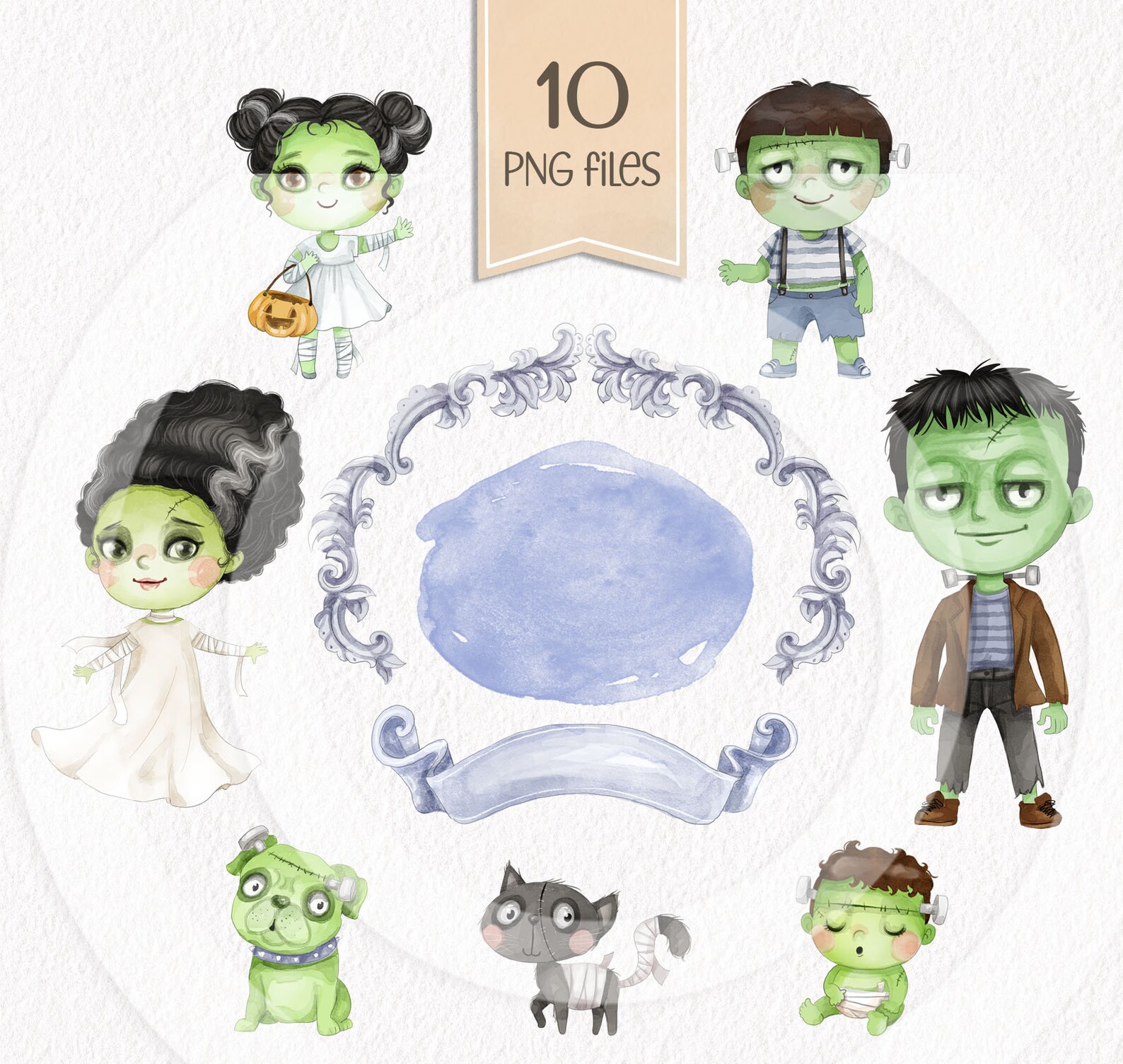 Halloween Family Clipart ,PNG Files Instant Download PNG File - 300 Dpi ...