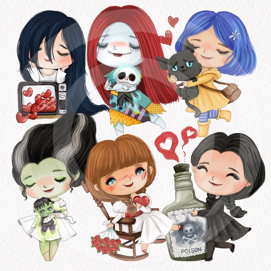 Cute Horrors Girls Clipart Instant Download PNG File - 300 Dpi - Etsy