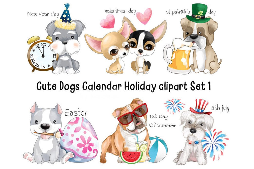 Cute Calendar Holidays Clipart Set 1, PNG Files. - Etsy