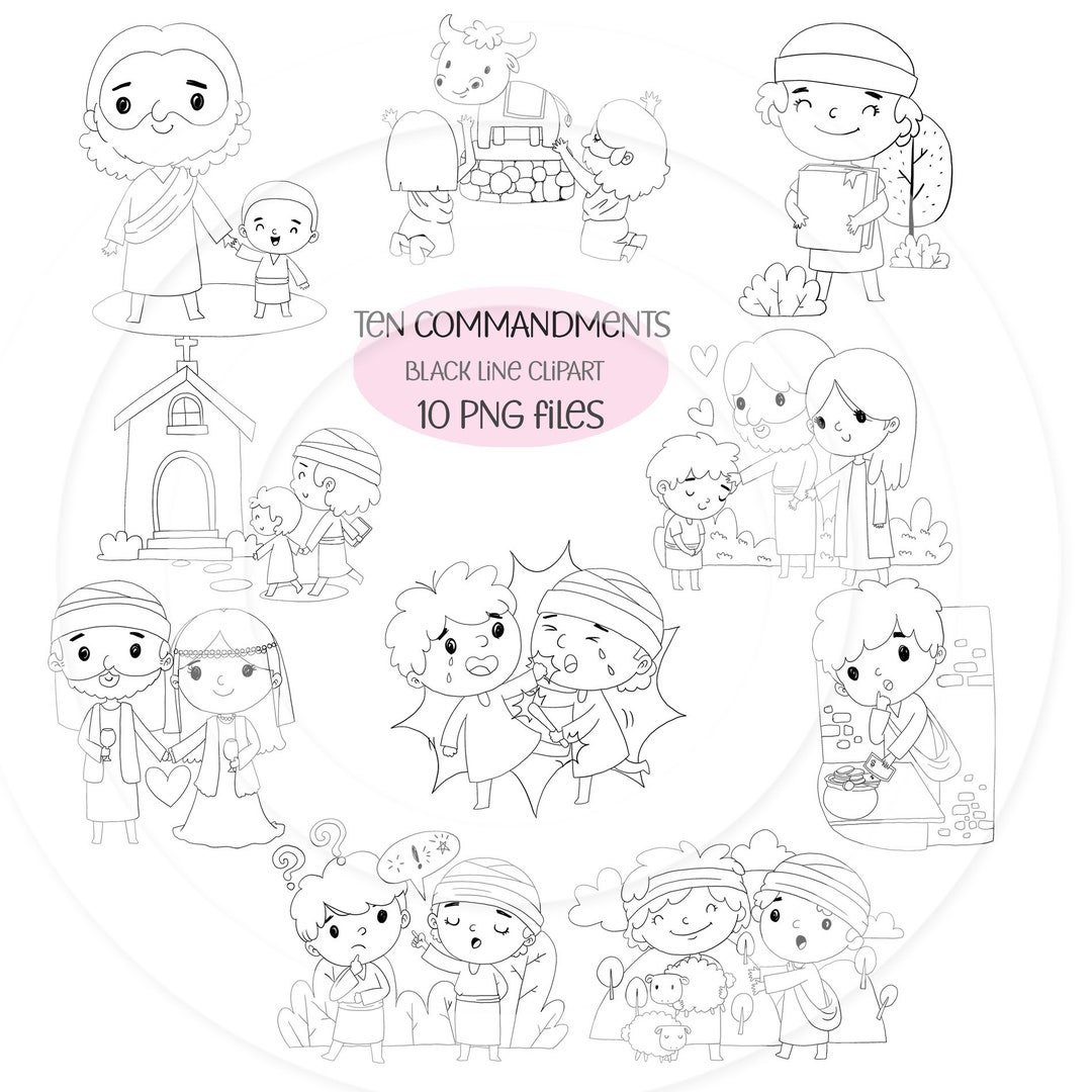 Ten Commandments Clipart, Bible Characters , Digital Stamp Clipart ...
