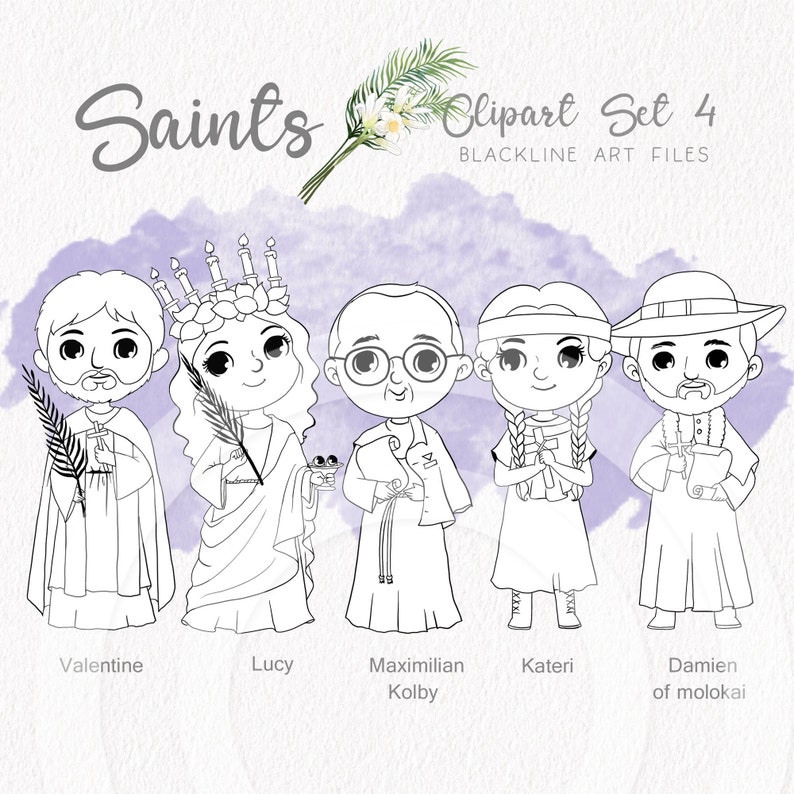Saints Clipart Set 4: Hand Drawn Religion PNG Files (digital Download ...