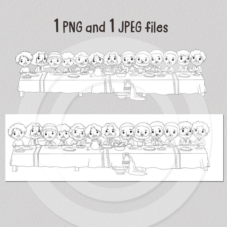 The Last Supper Blackline Art, Digital Stamp Clipart PNG Files 300 Dpi ...