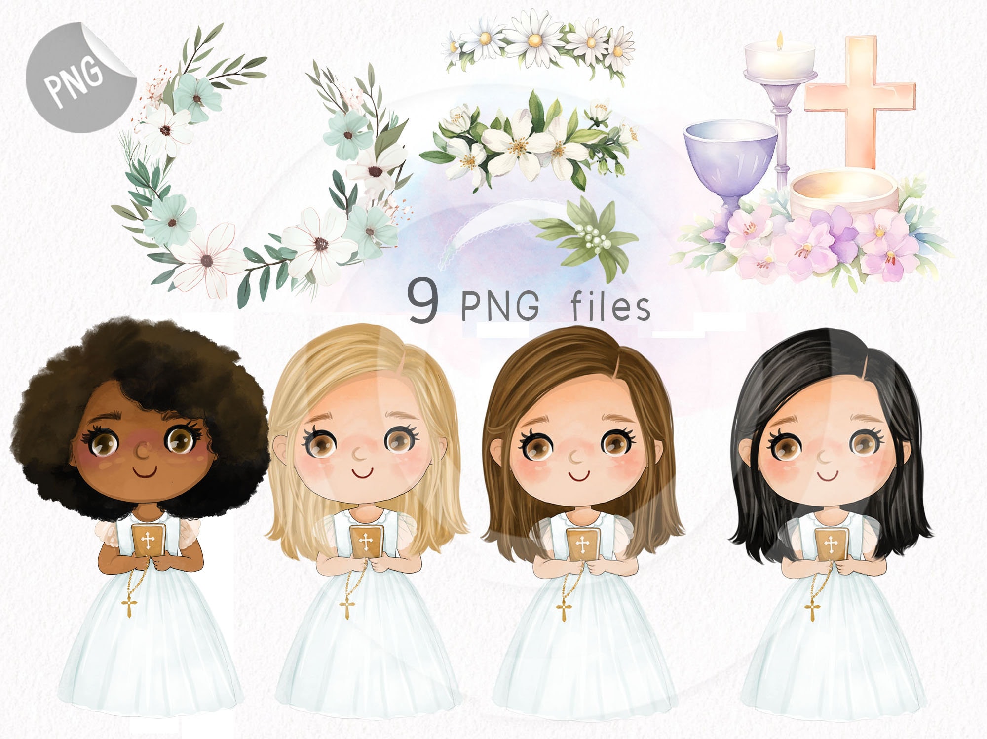 First Communion Girls Clipart PNG Files 300 Dpi. - Etsy