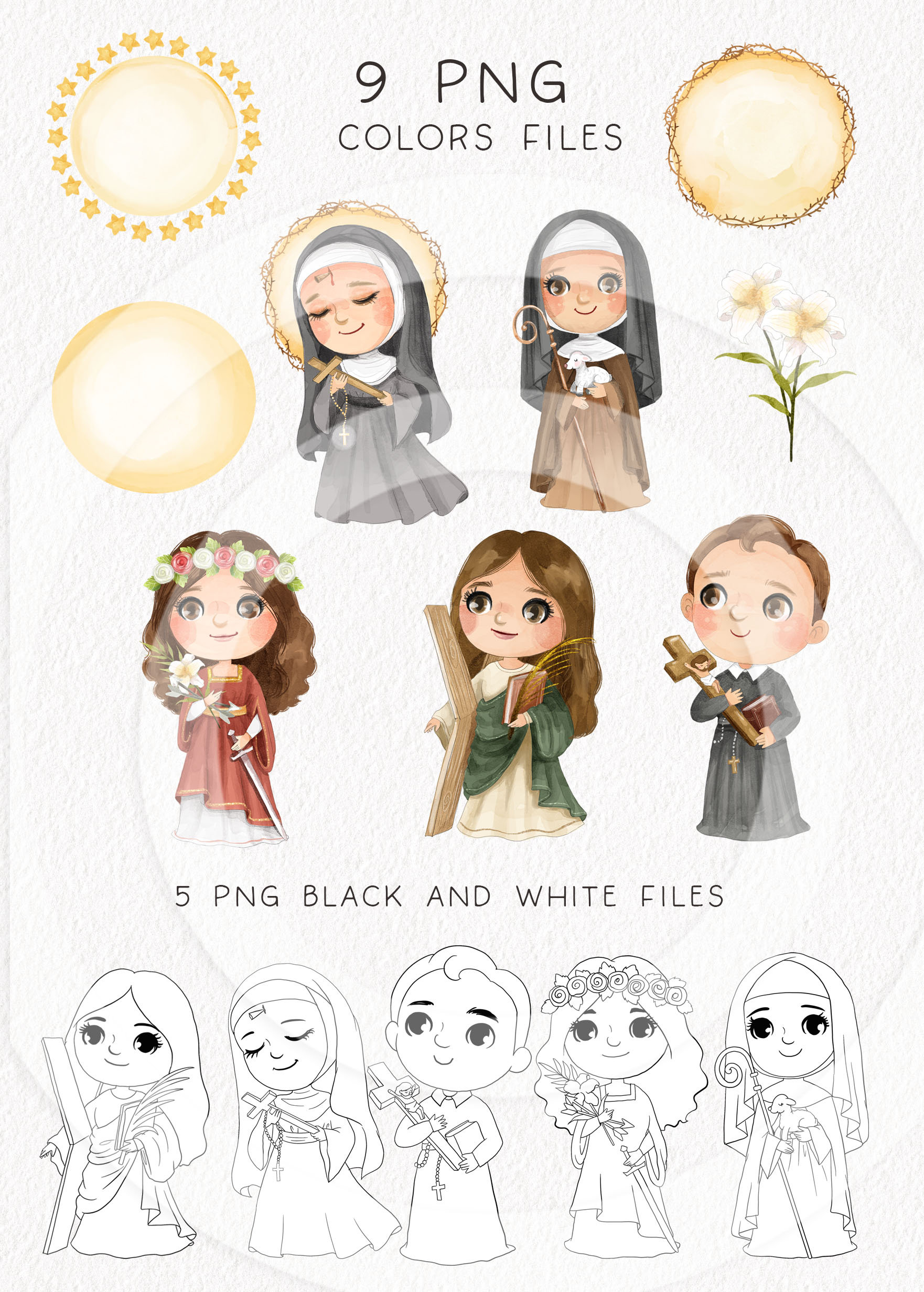 Saints Clipart Set 2 ,religion, Bible Stories Clipart PNG Files - Etsy