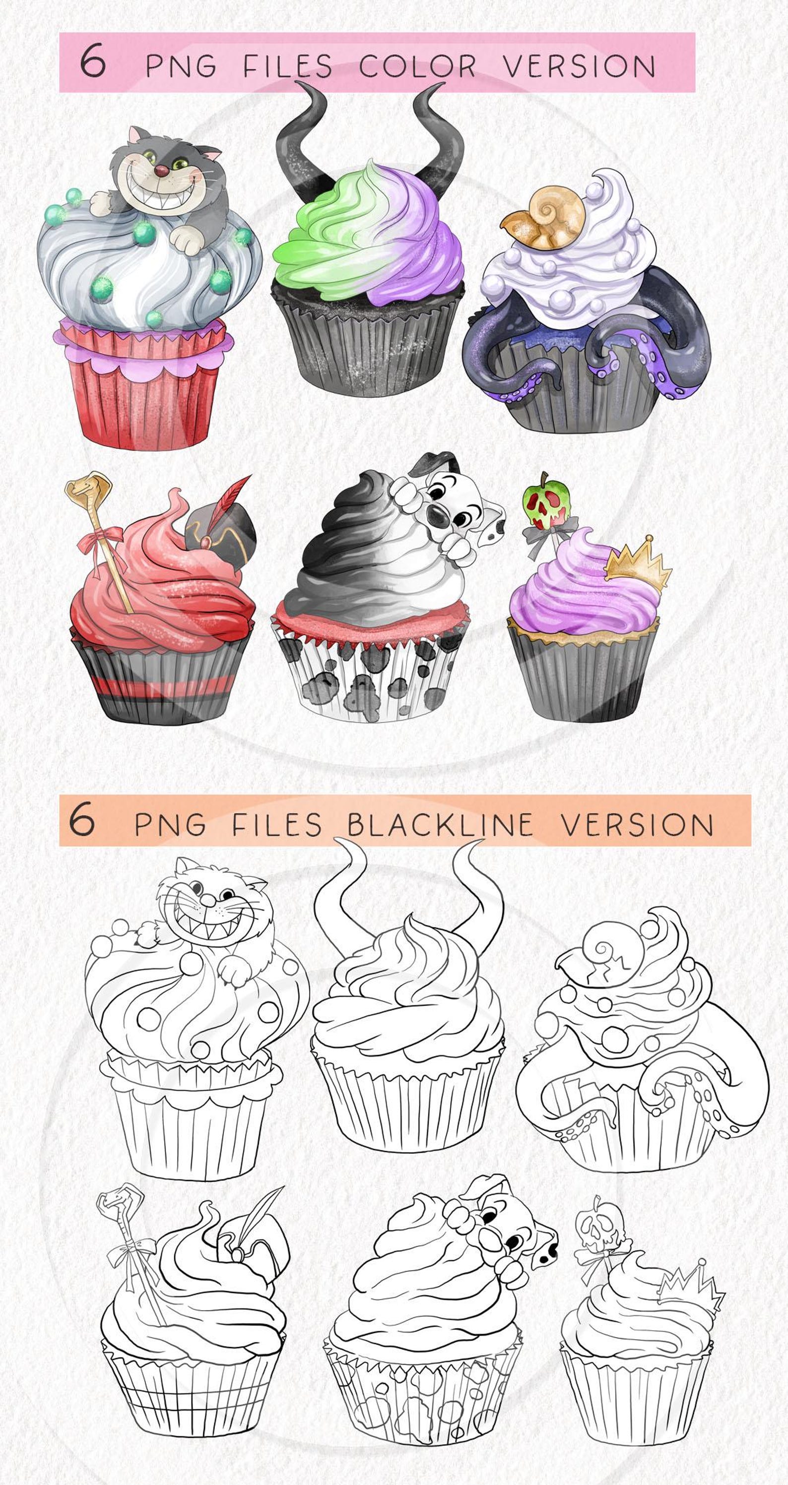 Halloween Cupcake, Villains Cupcake Clipart Set 2, Instant Download PNG ...