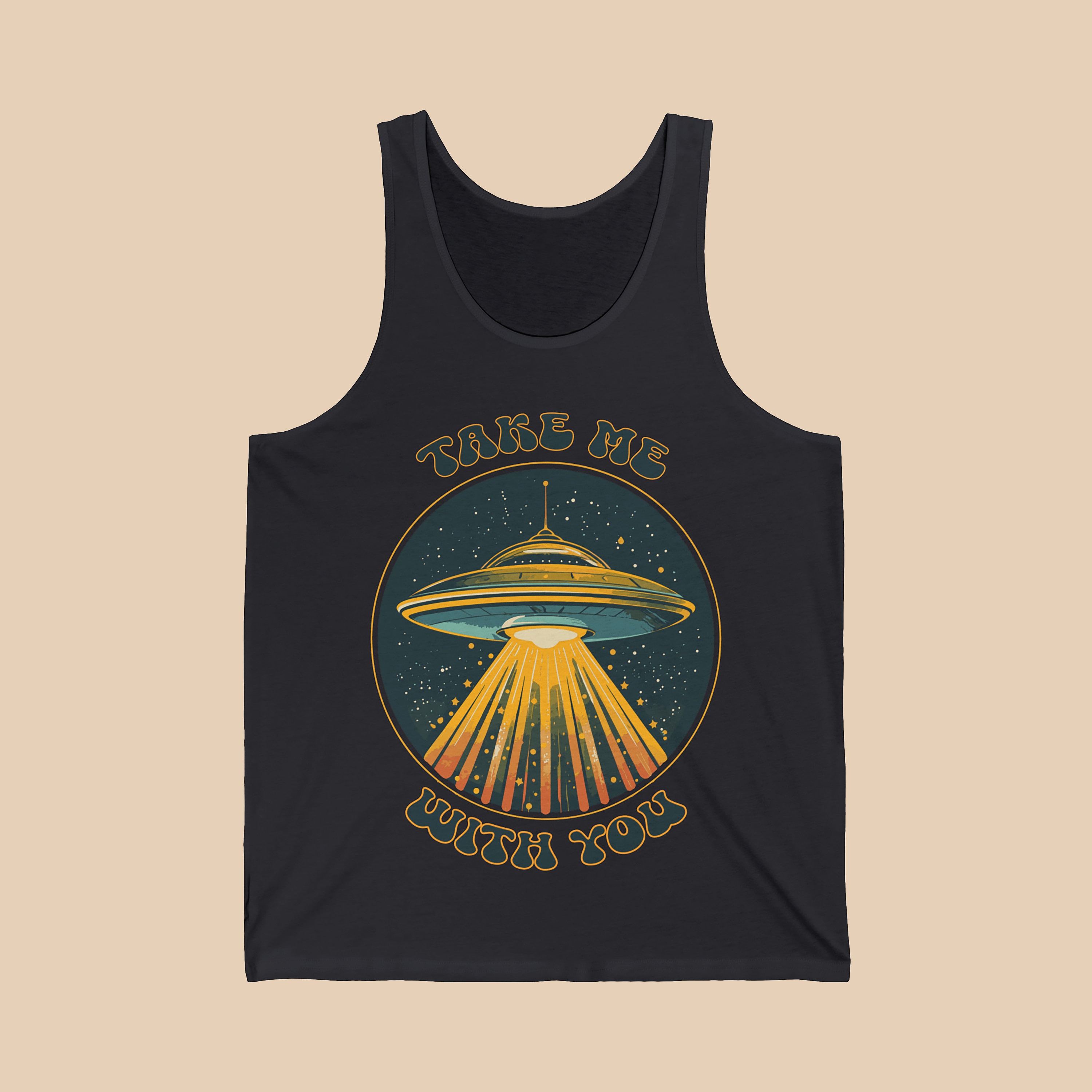 Retro UFO Tank Top: take Me With You Funny Alien Design for Casual Wear ...