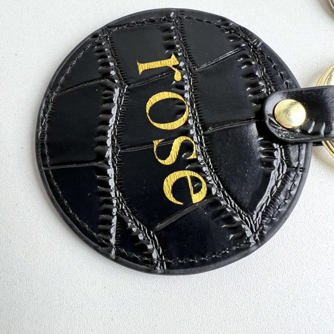 Customised Black Leather Keychain, Monogram Leather Keychain - Etsy