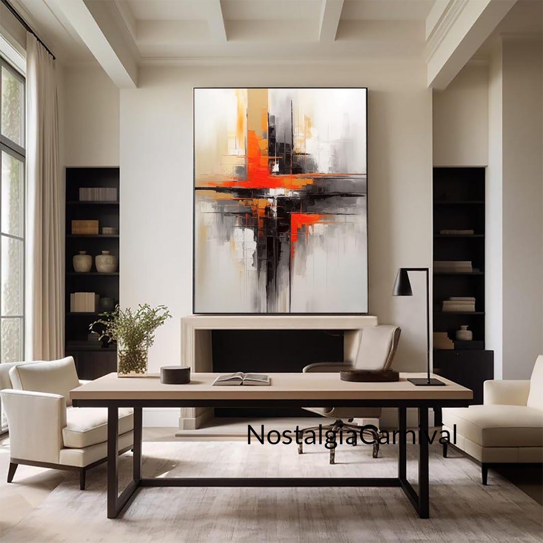 Original Abstract Orange Painting,orange Abstract Canvas Wall Art ...