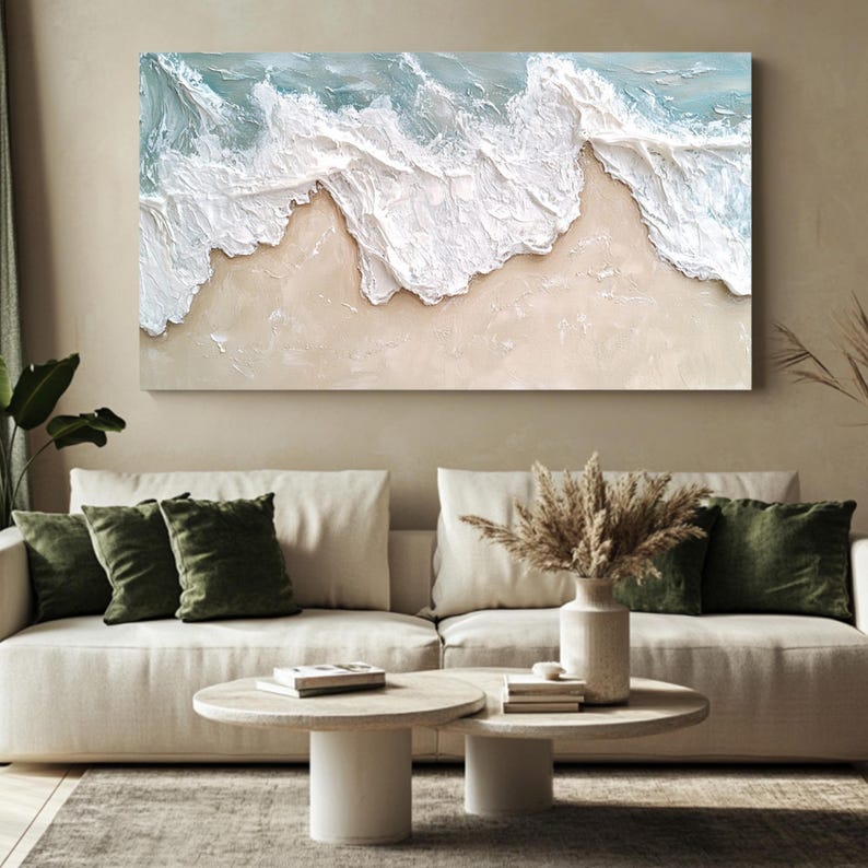 Textured Ocean Painting: 3D Plaster Style Seascape Canvas Art - Etsy