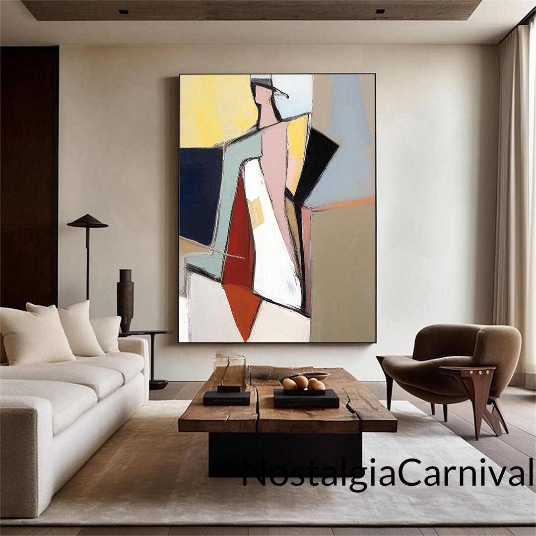 Abstract Figure Oil Painting on Canvas,people Wall Art,handmade Acrylic ...