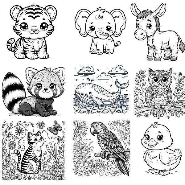 50 Cute Animal Coloring Book for Kids - Instant Download - Etsy