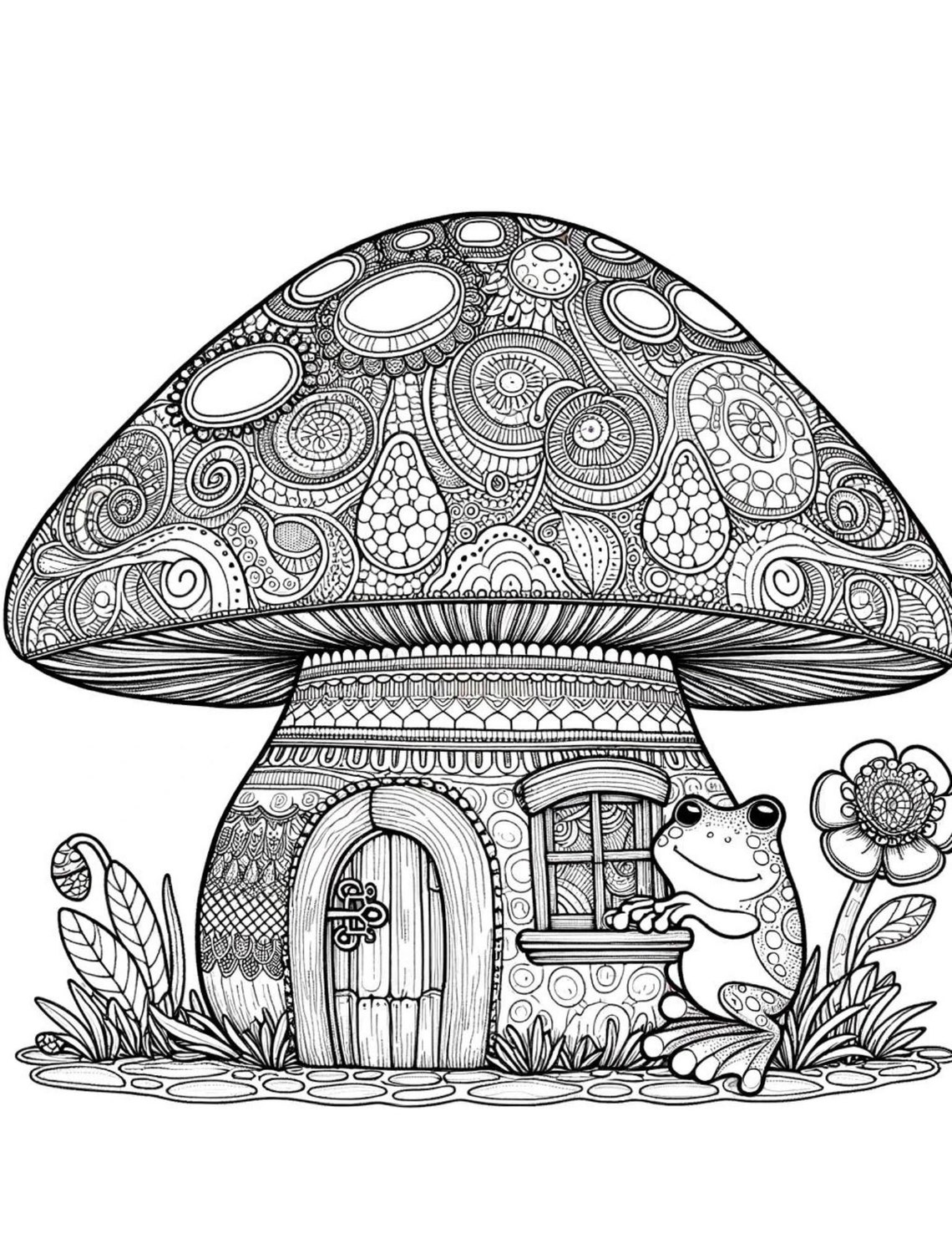 25 Enchanted Fairy Mushroom Houses Coloring Pages for Adults and Kids ...