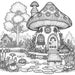 25 Enchanted Fairy Mushroom Houses Coloring Pages for Adults and Kids ...