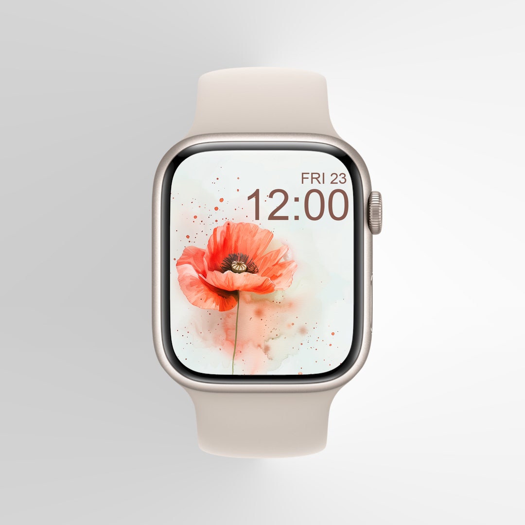 Red Poppy Apple Watch Wallpaper, Flower Watch Face, Floral Wallpaper ...