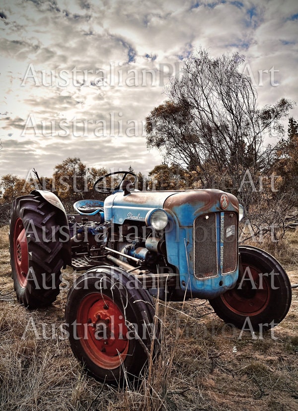 Fordson Dexta Vintage 1958 Tractor, Printable Photography, Australian Rustic Art, Farm ...