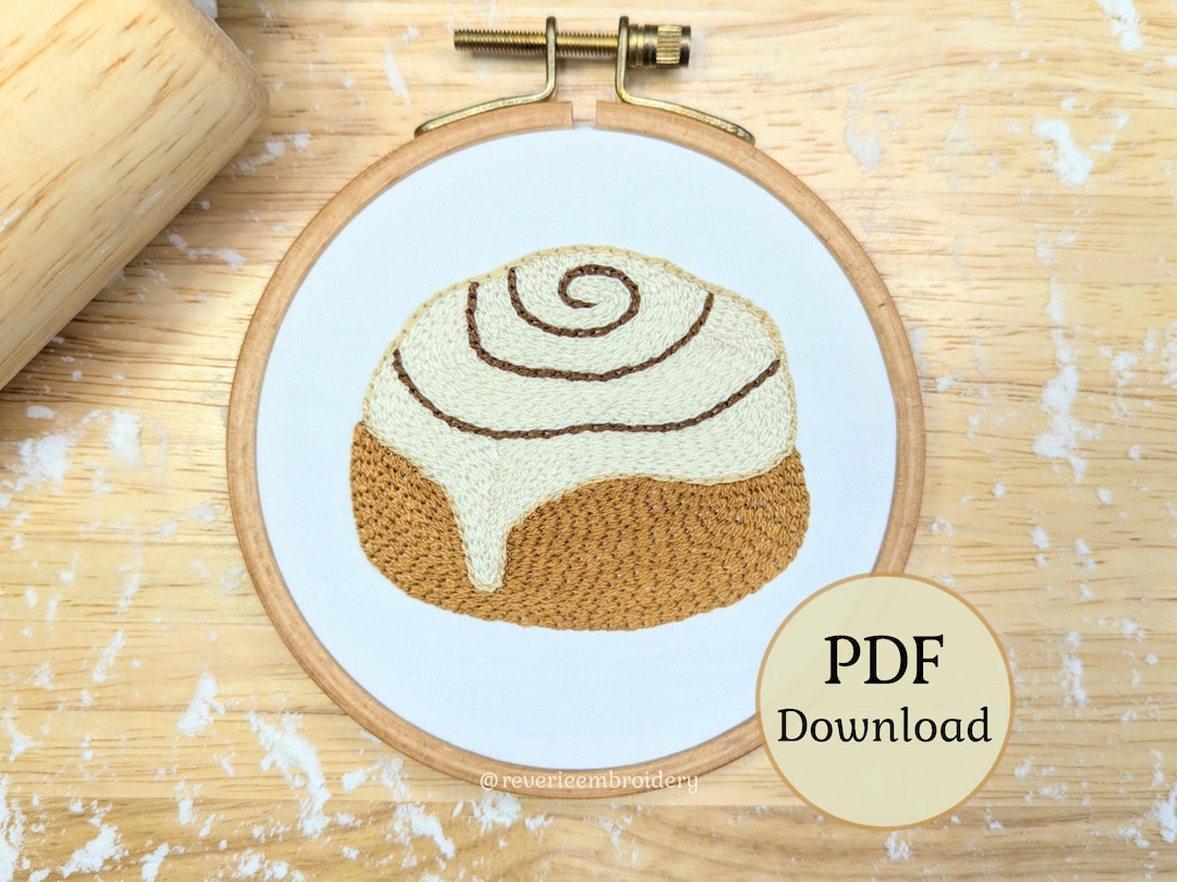 Cinnamon Roll Hand Embroidery Pattern Digital Download, Beginner ...