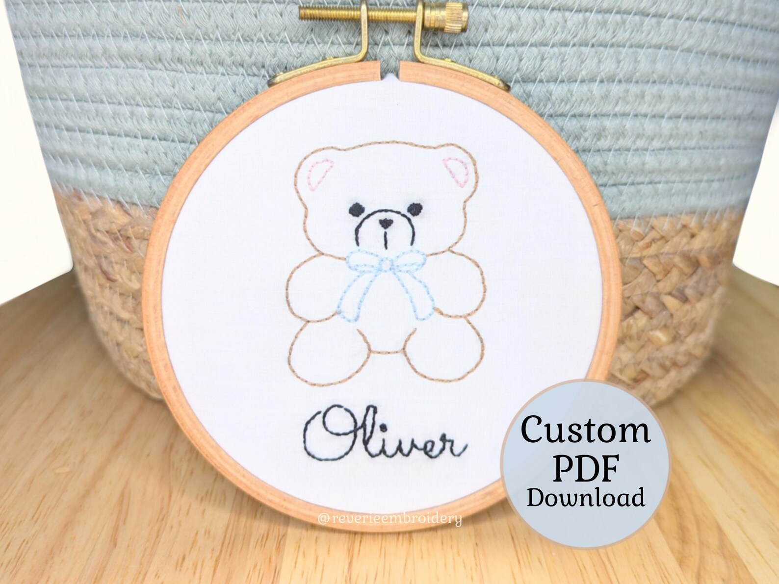 Teddy Bear Custom Hand Embroidery Pattern Digital Download, Beginner ...