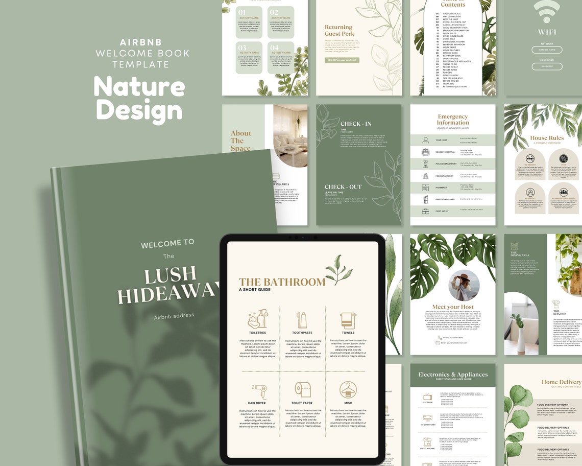 Printable Airbnb Welcome Book Template Nature Organic Airbnb Guest Book ...