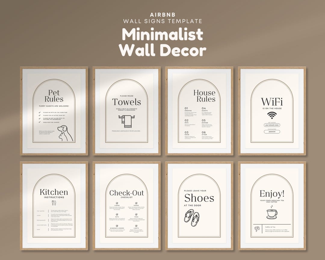 Minimalist Airbnb Signs, Elegant Vacation Rental Wifi Signs, Modern ...