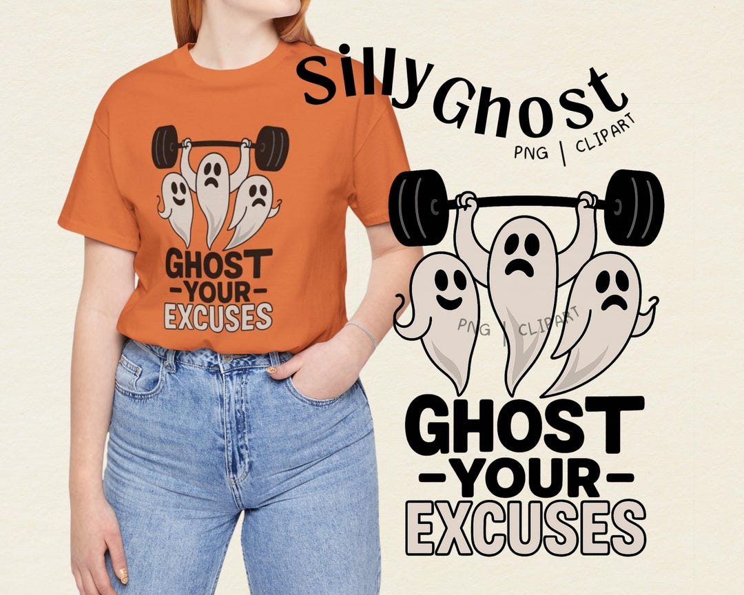 Funny Ghost Weightlifting PNG Clipart: Spooky Halloween Gym Design - Etsy