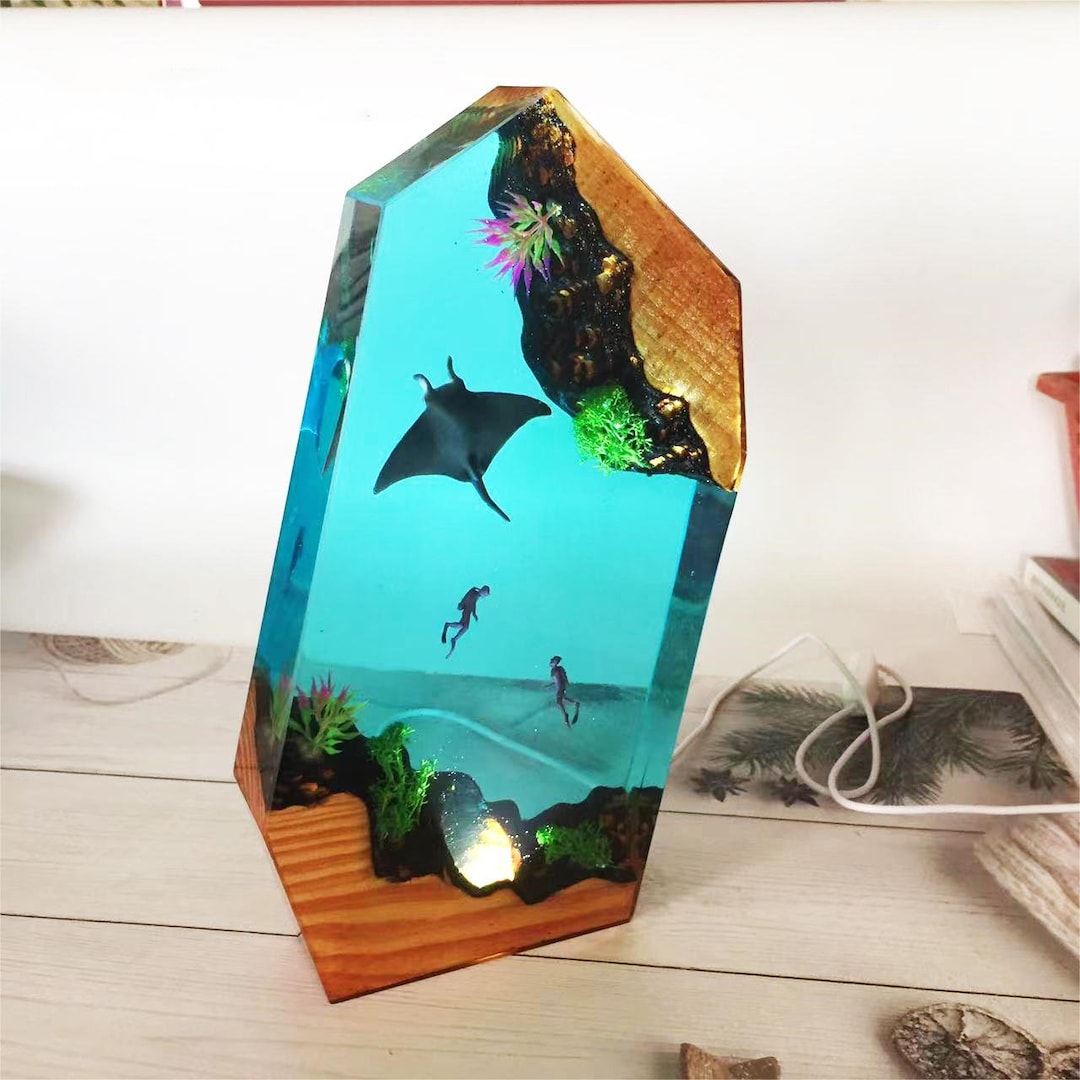 Epoxy Lamp,epoxy Light,resin Lamp,ocean Resin Lamp,living Room Decor ...