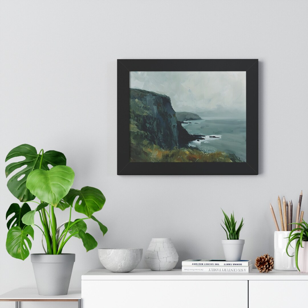 Scottish Cliffside Painting, Print, Oil Painting Print, Gift for Art ...