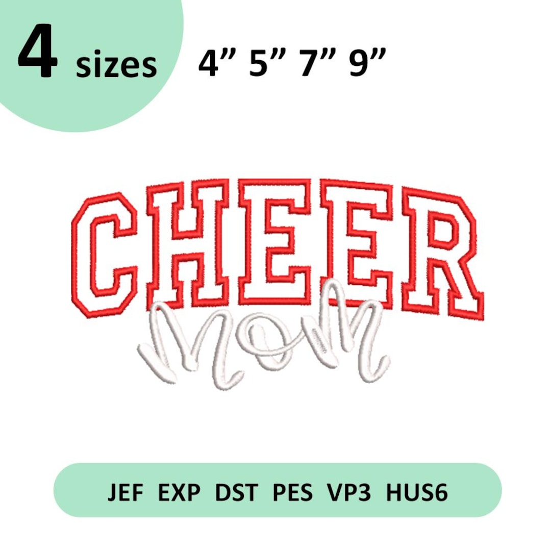 Cheer Mom Arched Applique Embroidery Design - Machine Embroidery File ...
