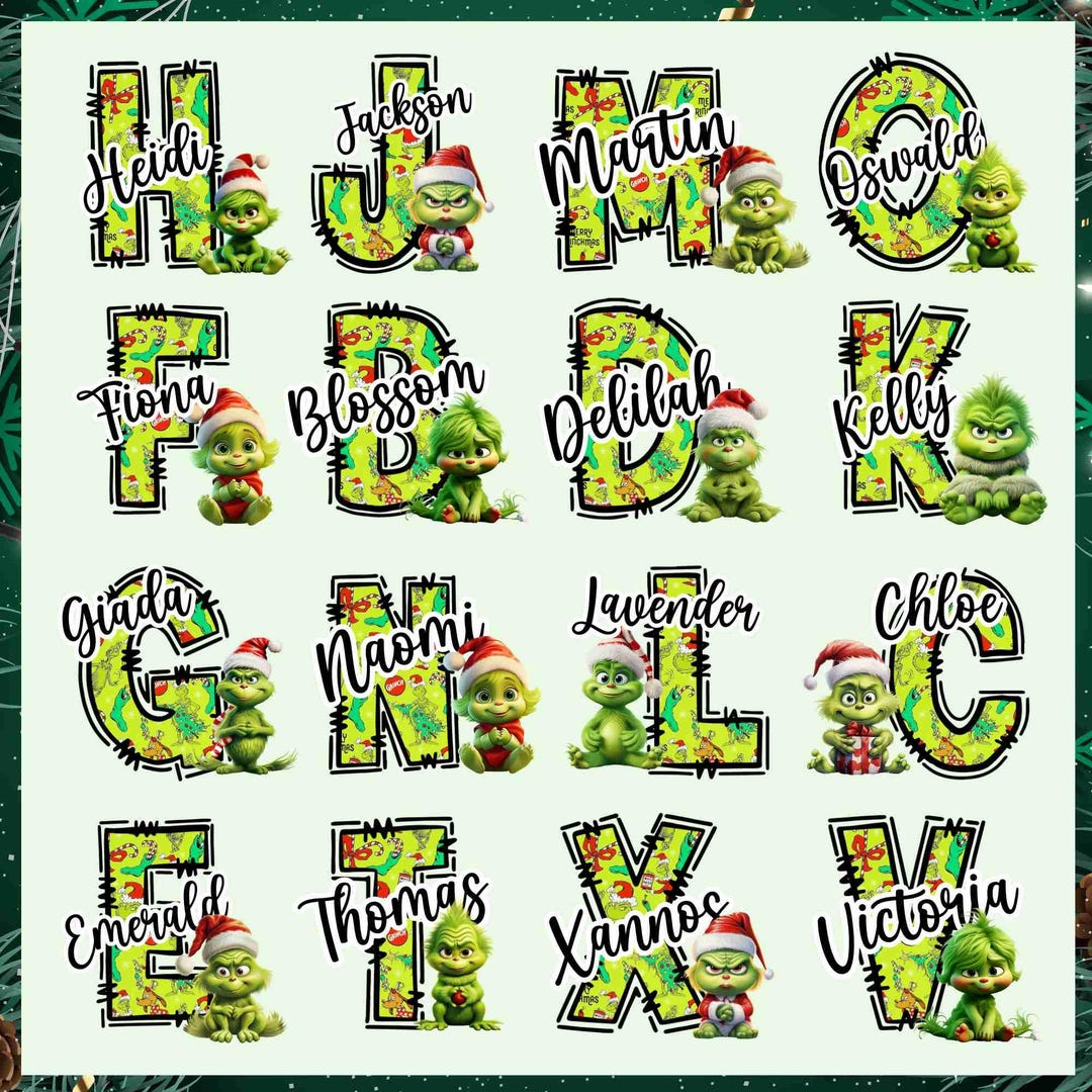 Custom Alphabet Grinch Kid Name Png: Personalize Green Guy, Merry ...