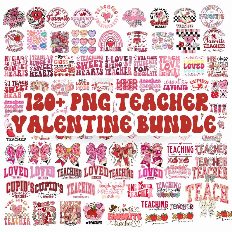 Teacher Valentine Png Bundle: Coquette, Pencil Bow (digital Download ...