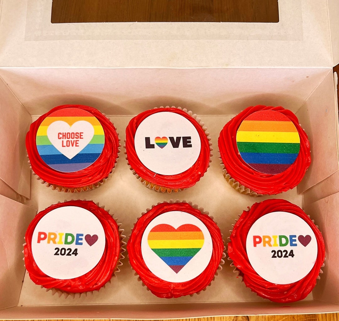 Edible PRIDE Cupcake Drink Toppers. Rainbow. Heart. PRIDE 2024 - Etsy
