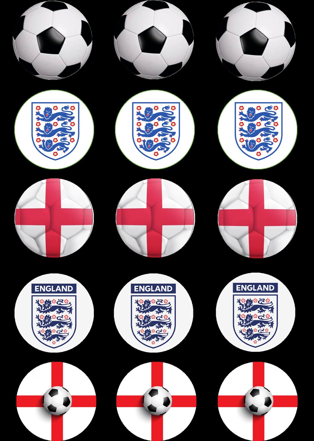 England Football Inspired Edible Cupcake Cake Toppers. Set of 15. Euro ...