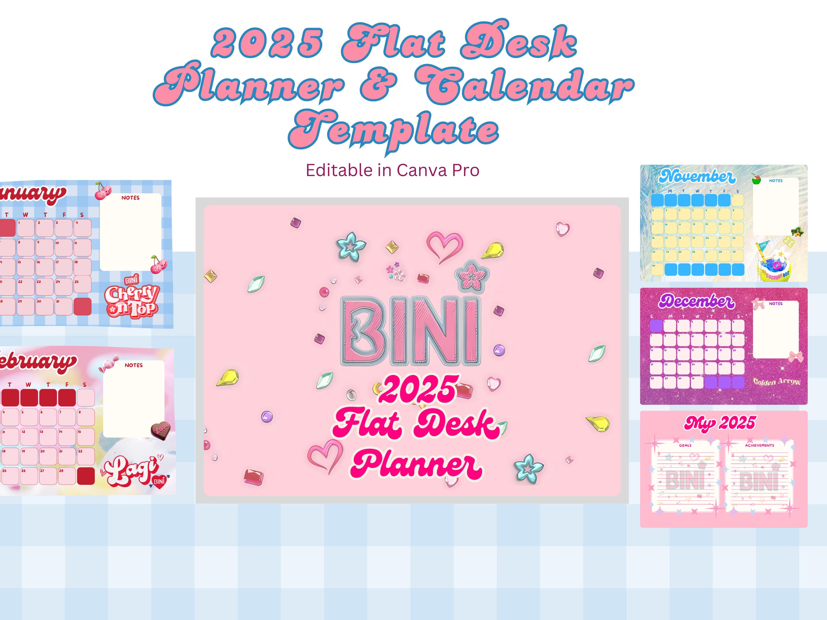 Bini Printables Bundle 2025: Cute Desk & Wall Calendars, Slam Book ...
