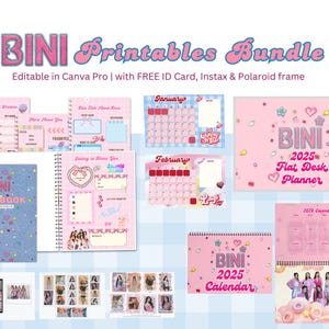 Bini Printables Bundle 2025: Cute Desk & Wall Calendars, Slam Book ...