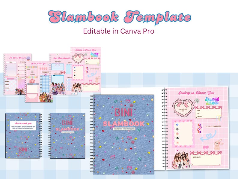 Bini Printables Bundle 2025: Cute Desk & Wall Calendars, Slam Book ...