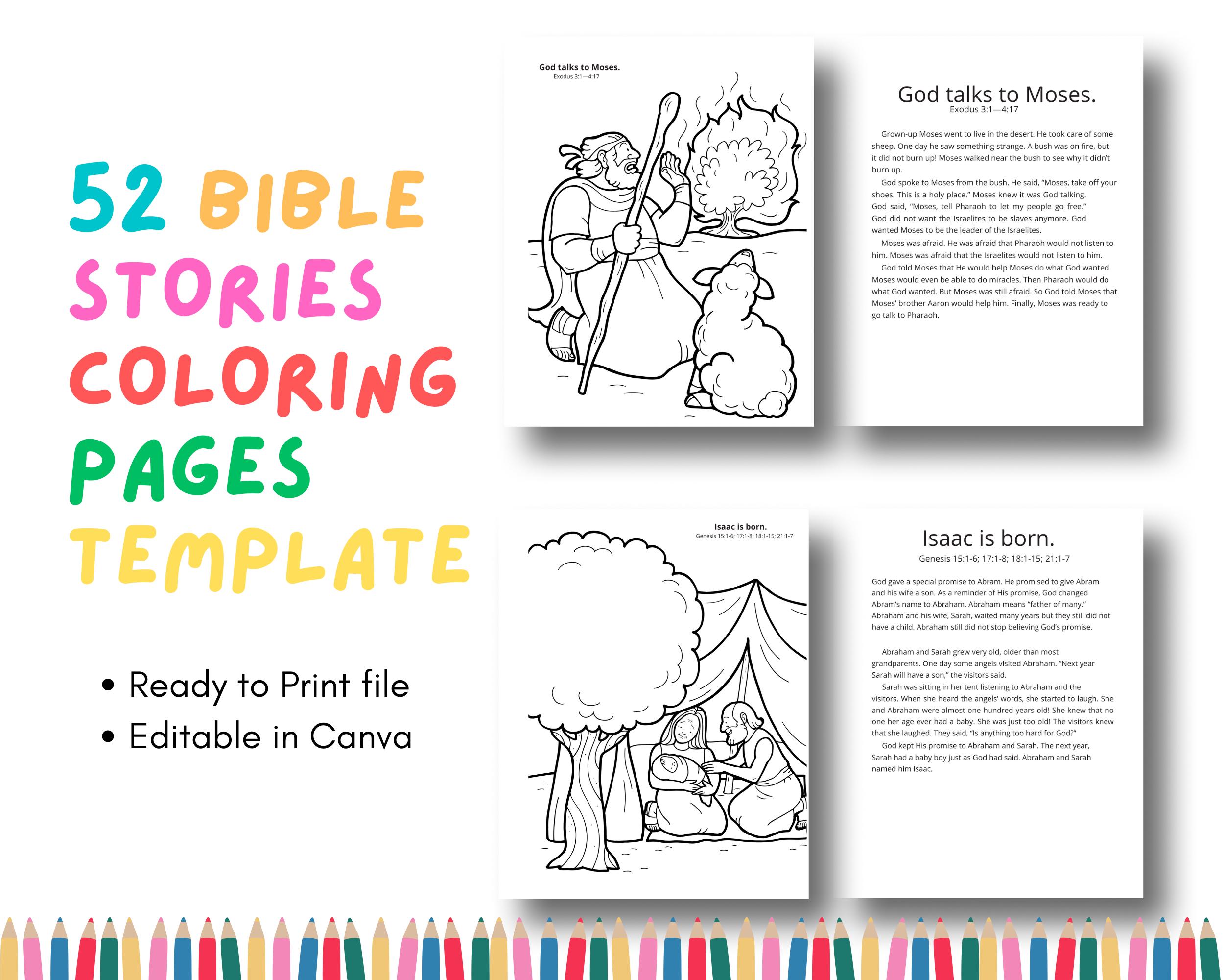 Christian Coloring Extravaganza: 52 Bible Story Pages + 200 More - Etsy